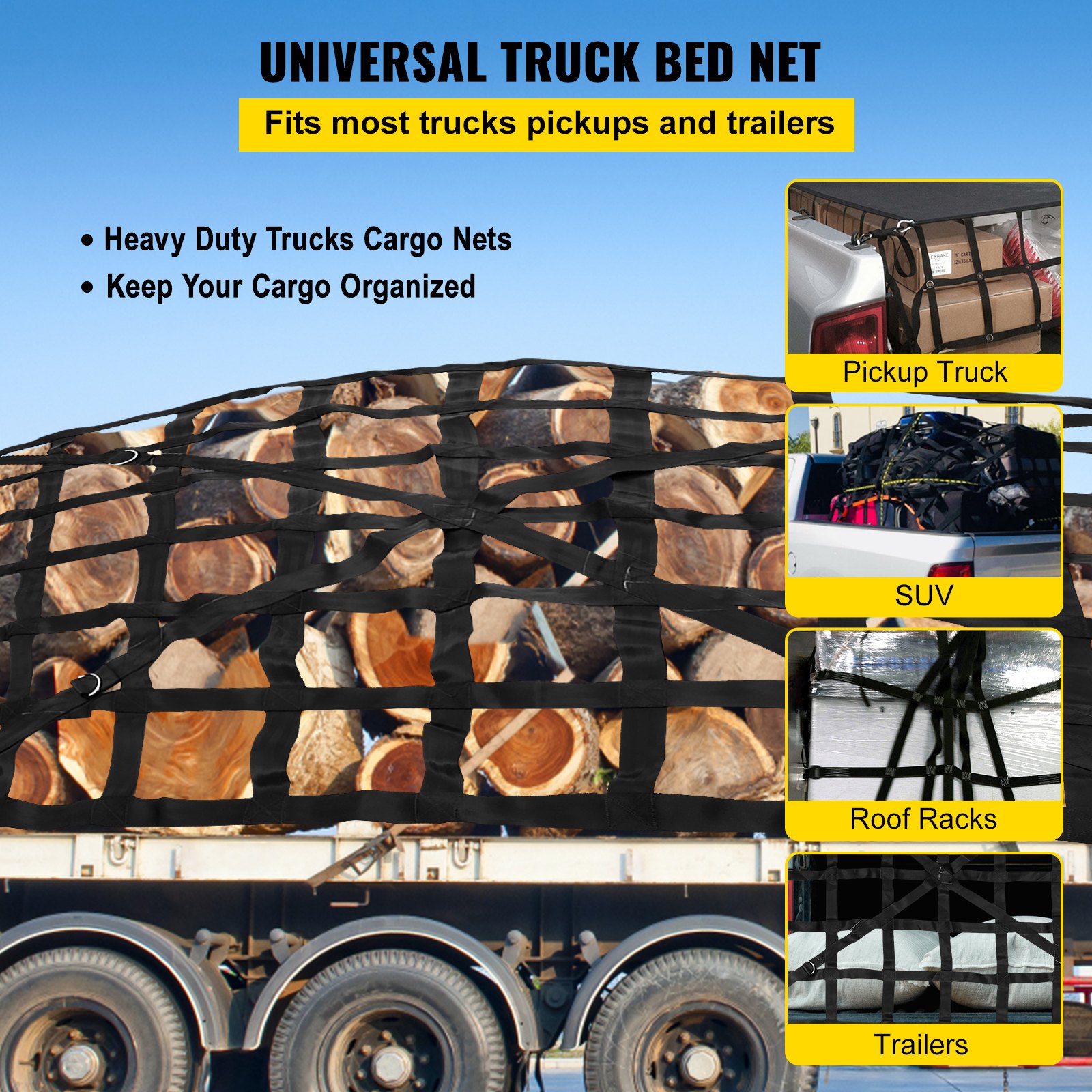 VEVOR Cargo Net, 4.2' x 5.5' Cargo Net for Pickup Truck Bed, Heavy Duty ...