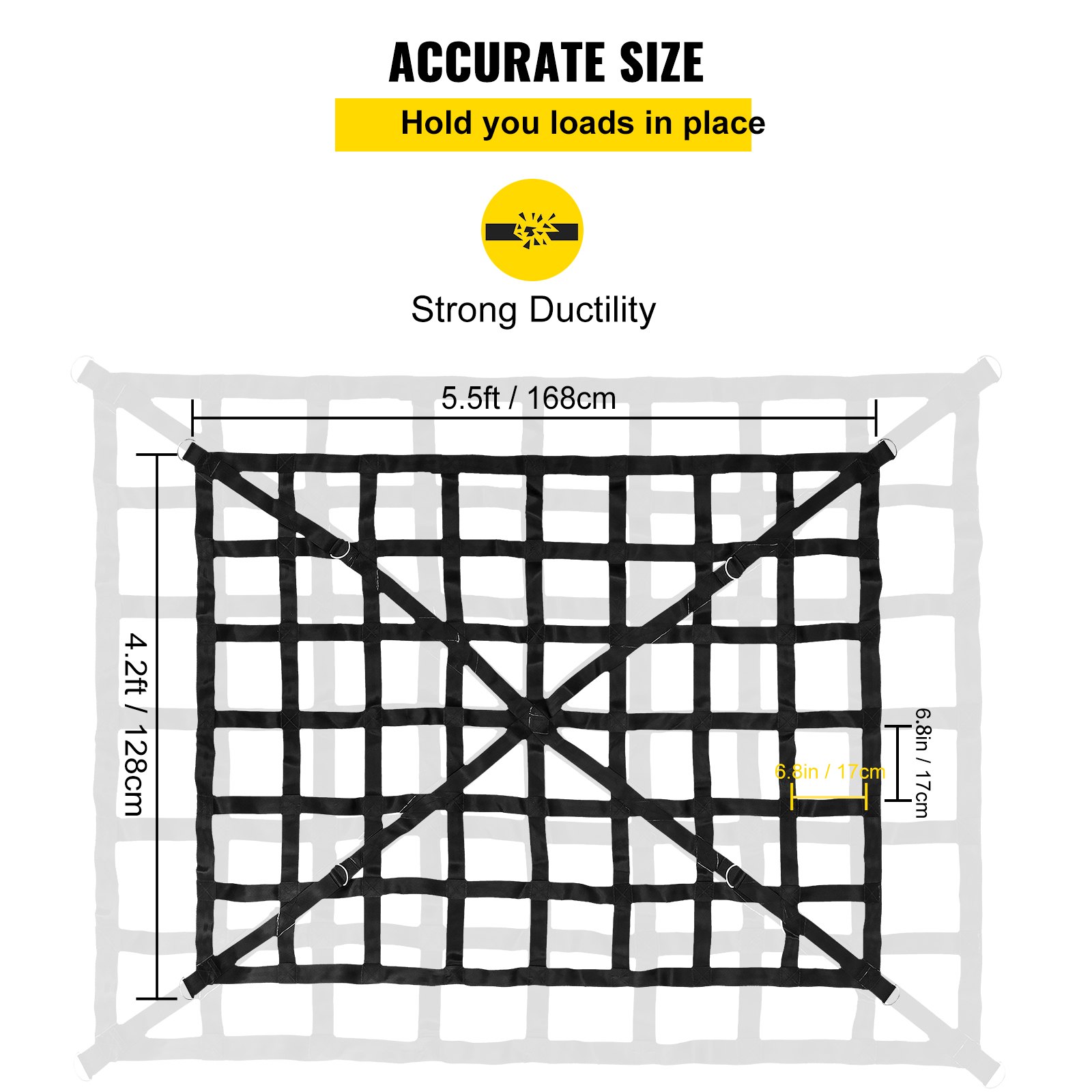 VEVOR Cargo Net, 4.2' x 5.5' Cargo Net for Pickup Truck Bed, Heavy Duty ...