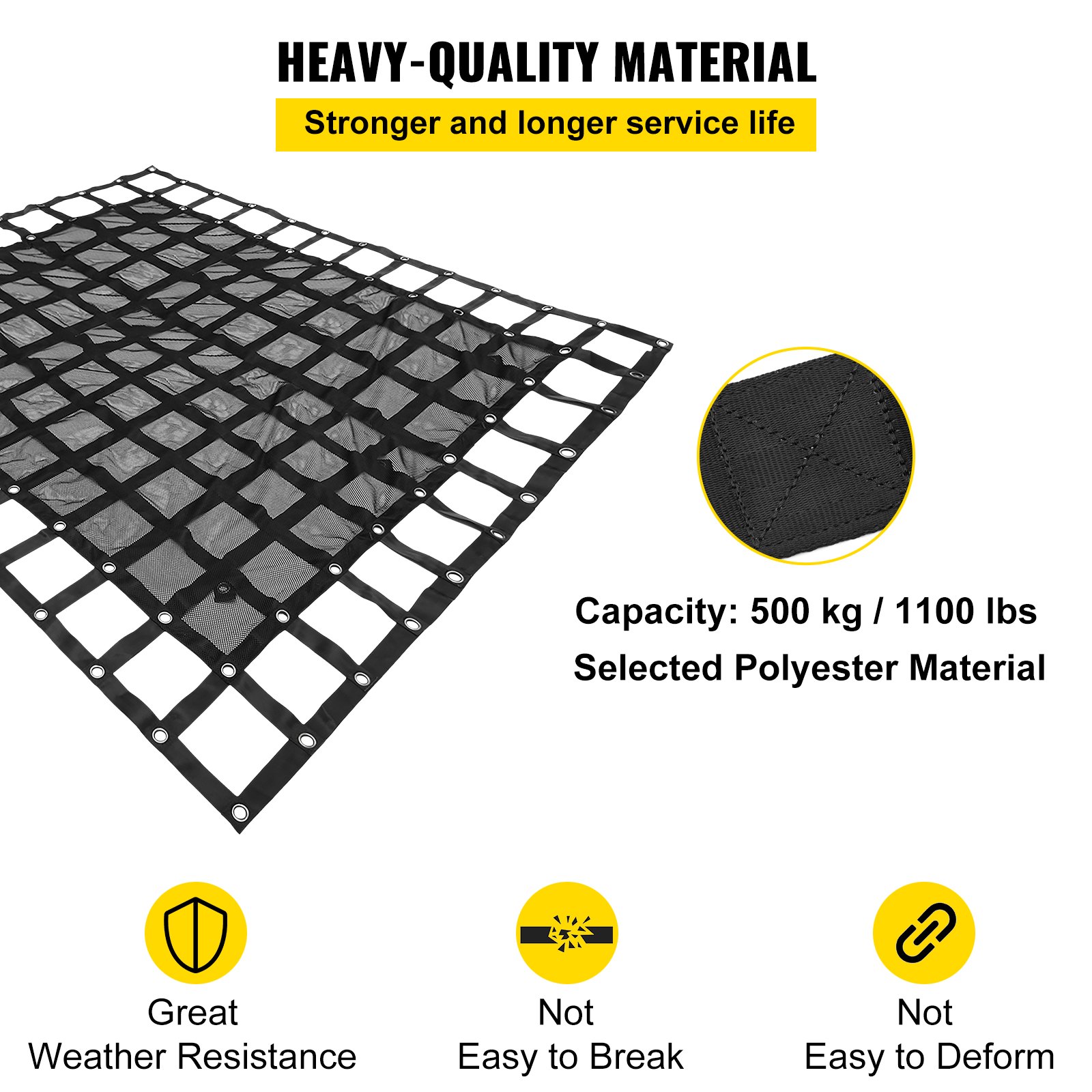 Safety Web Cargo Net with Mesh | VEVOR US