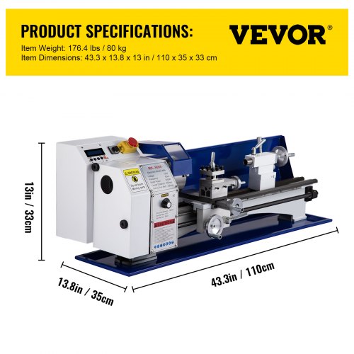 VEVOR Mini Metal Lathe, Automatic Thread Processing, 1.75KW Direct ...