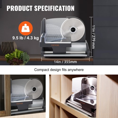 VEVOR 7.5" Commercial Meat Slicer 200W Electric Deli Slicer for Meat ...