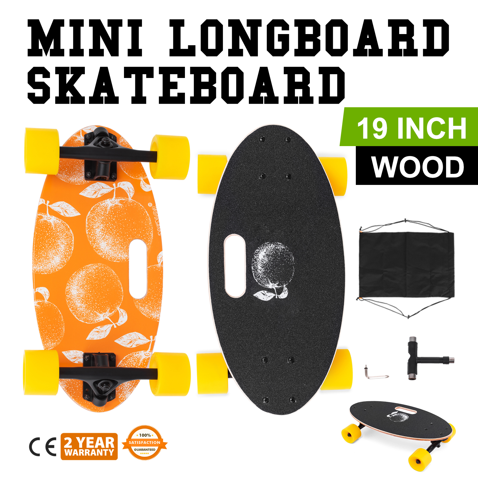 19" Mini Cruiser Skateboard Deck Complete Mini Longboard Retro Fast ...