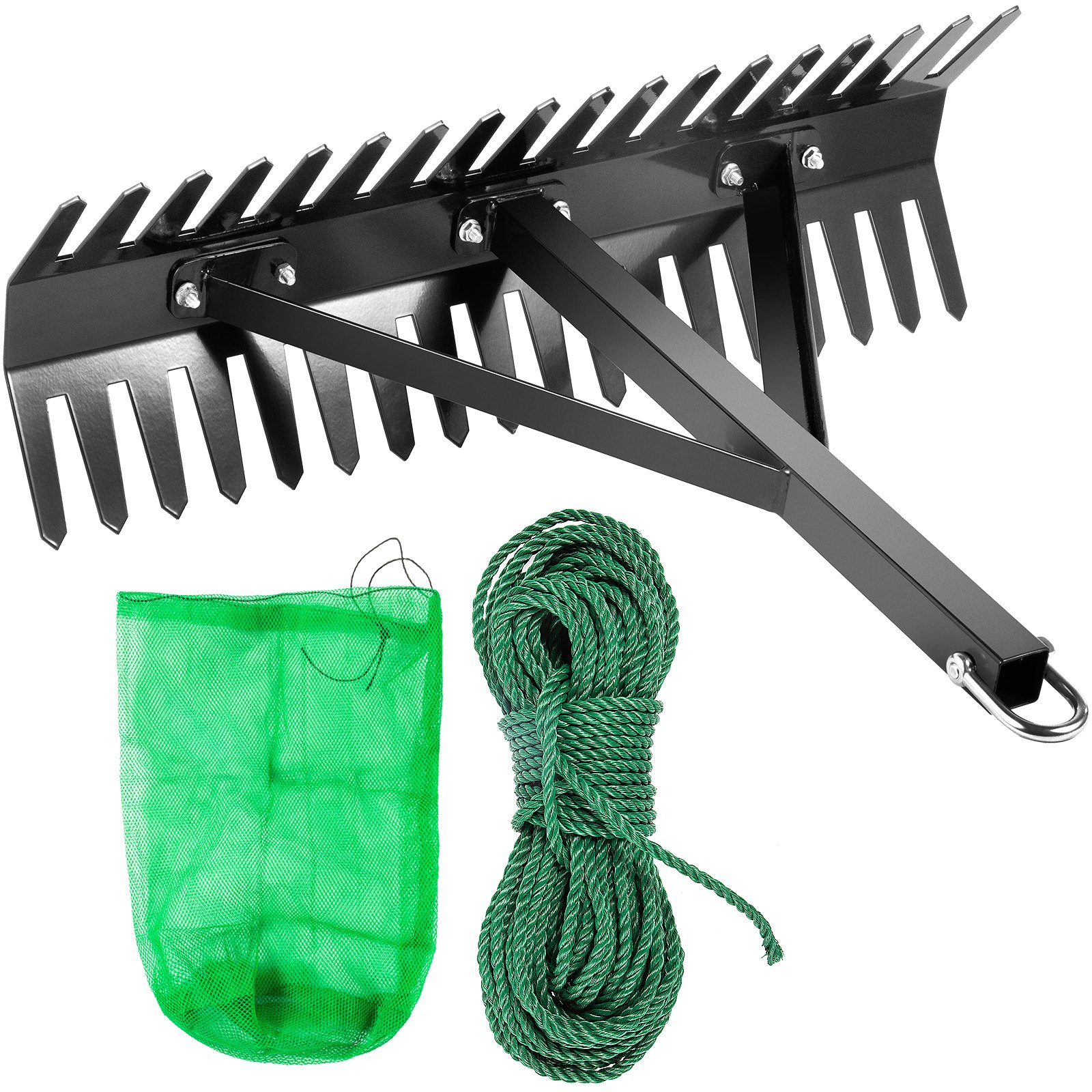 VEVOR Pond Rake, 16 inch Aquatic Weed Rake, Double Sided Lake Weed ...