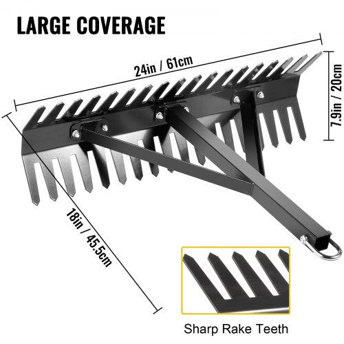VEVOR Pond Rake, 24 inch Aquatic Weed Rake, Double Sided Lake Weed ...