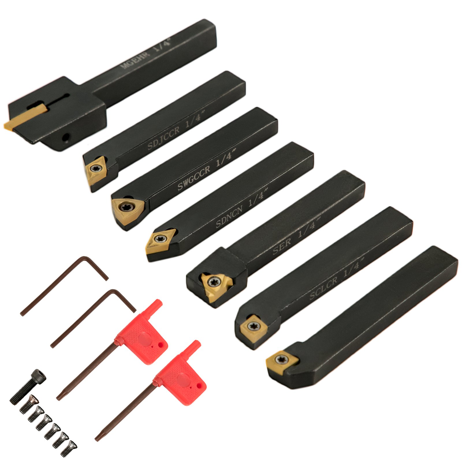 VEVOR Indexable Carbide Tools, 1/4" Industrial Lathe Tools, 7Pcs/Set ...