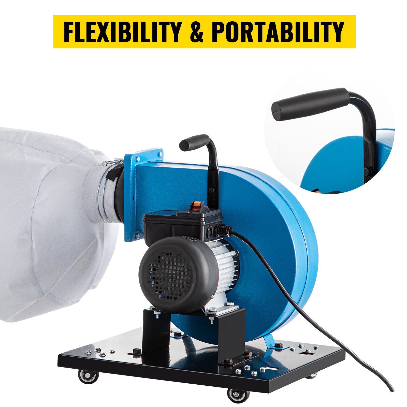 VEVOR 1HP Dust Collector, 537 CFM Wheeled Jet Dust Collection, Potable ...