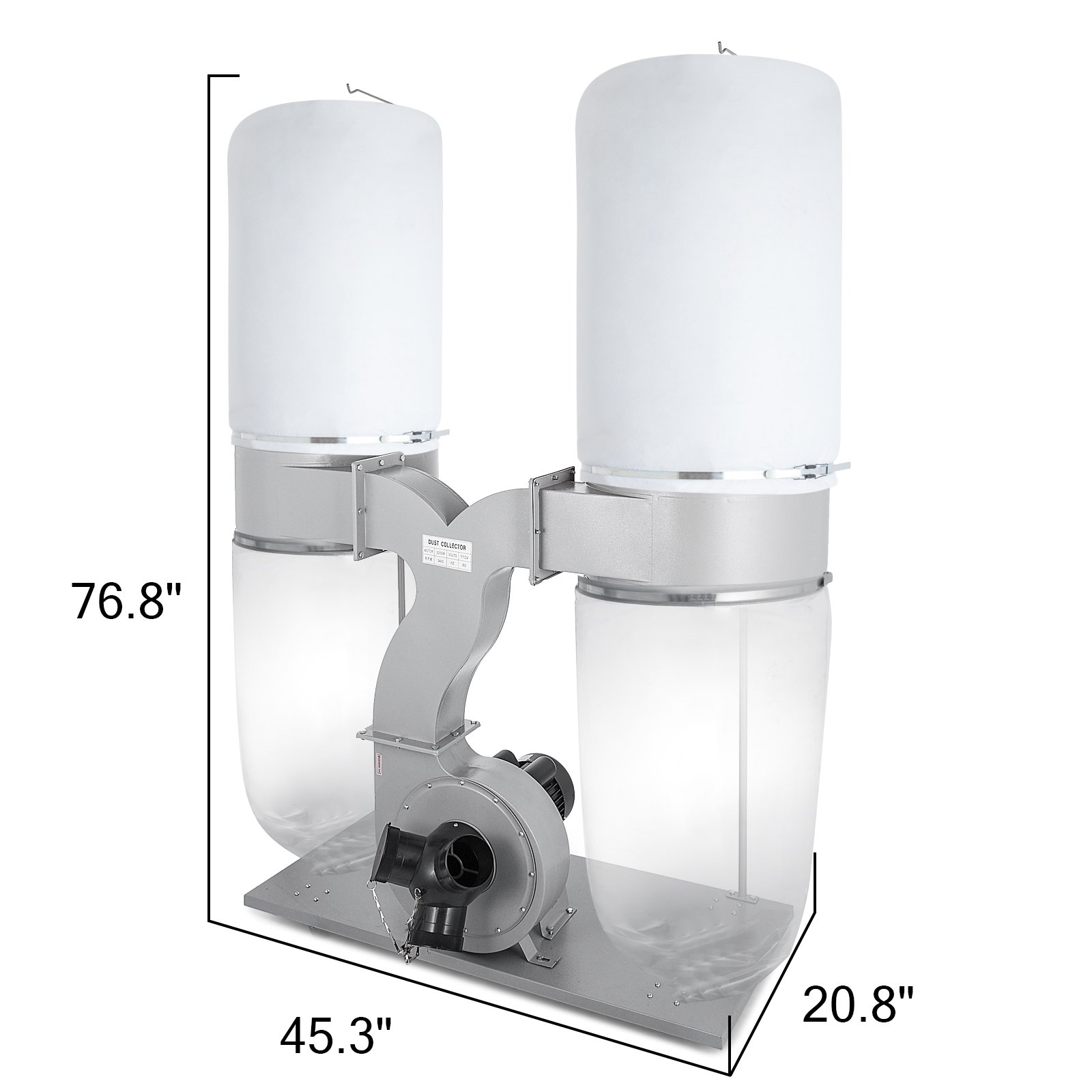 VEVOR 3HP Dust Collector with 2800 CFM Air Flow Bag Dust Collector 110V ...