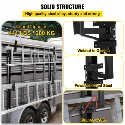 VEVOR Side Ladder Rack Trailer Ladder Rack 2 PCS Adjustable Exterior ...