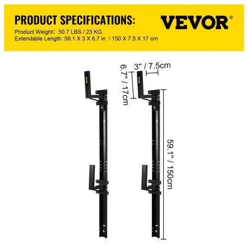 VEVOR Trailer Ladder Rack, Fit for Enclosed Trailer Exterior Side Wall ...