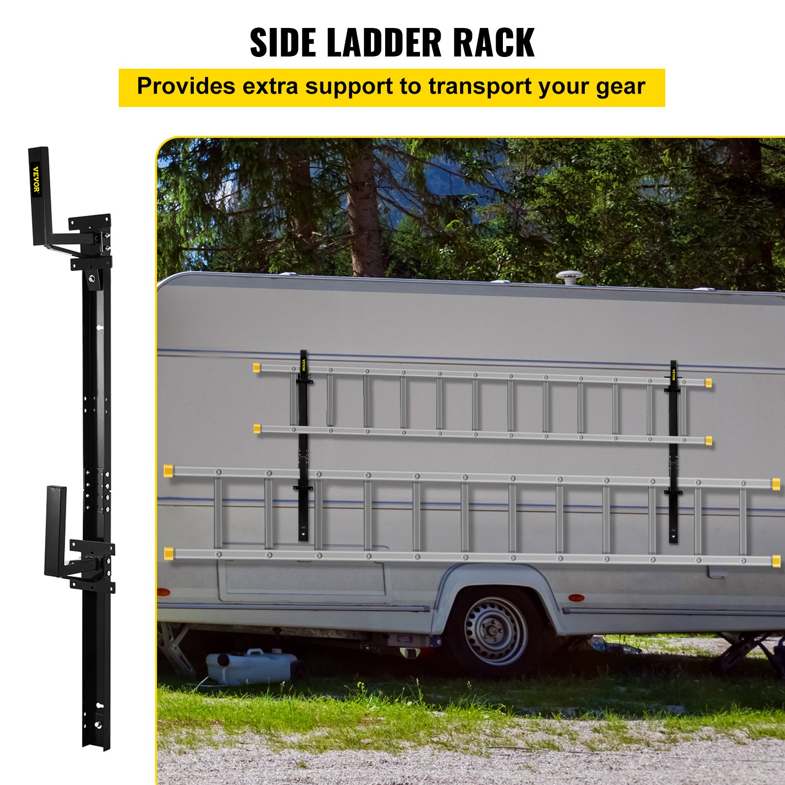 VEVOR Side Ladder Rack Trailer Ladder Rack 2 PCS Adjustable Exterior ...