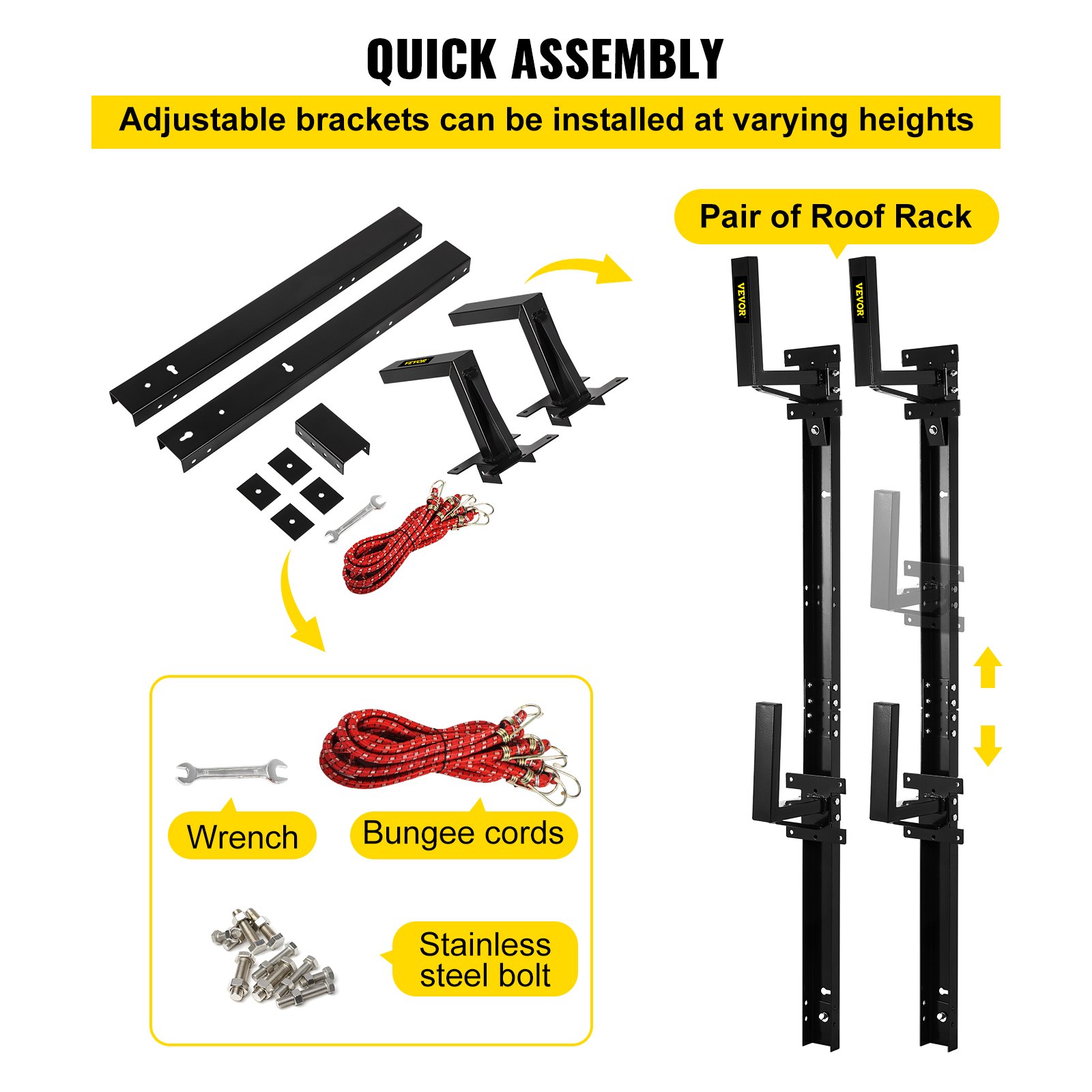 VEVOR Side Ladder Rack Trailer Ladder Rack 2 PCS Adjustable Exterior ...