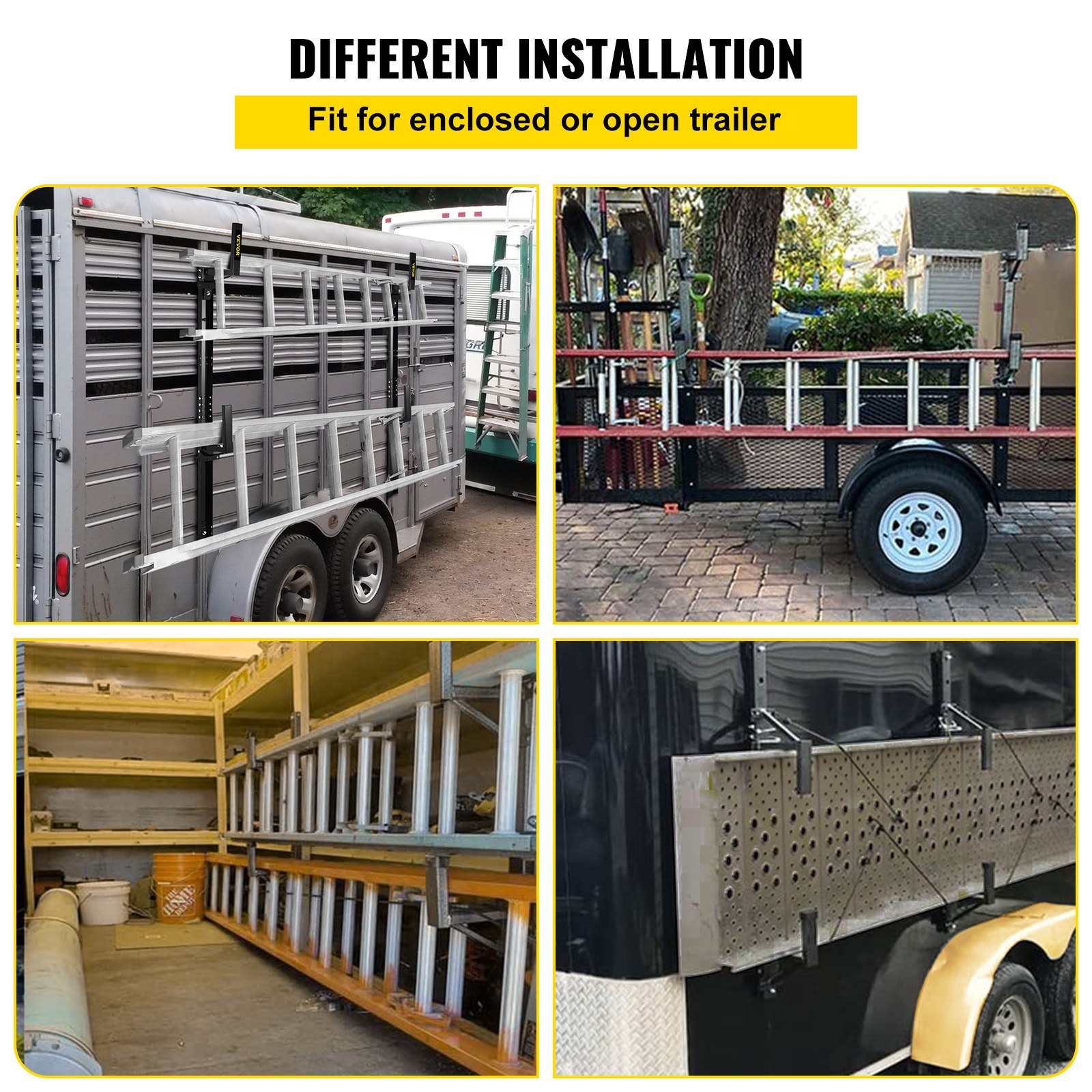 VEVOR Trailer Ladder Rack, Fit for Enclosed Trailer Exterior Side Wall ...