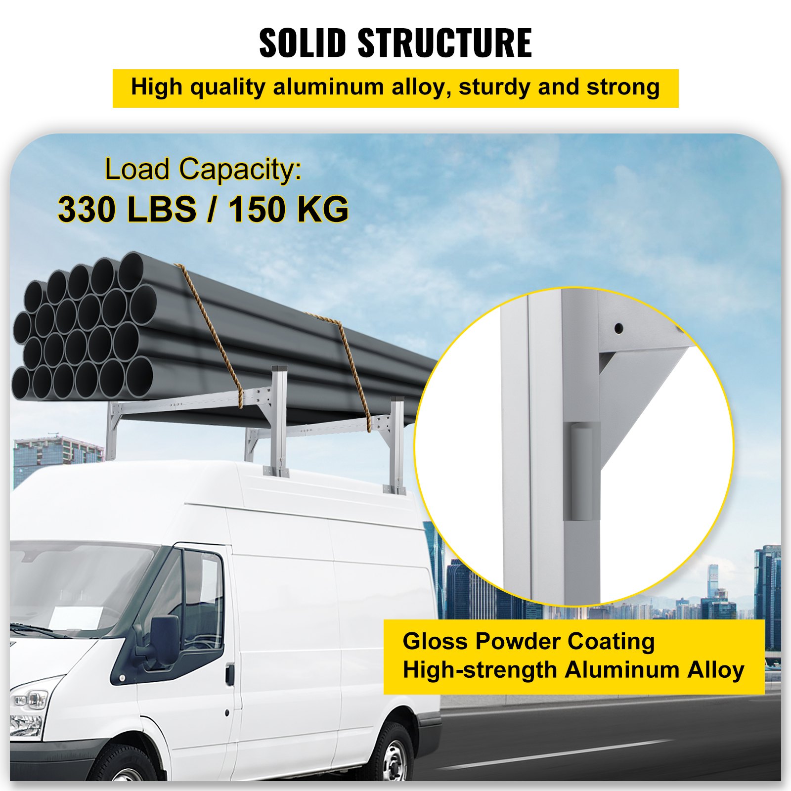 VEVOR Roof Ladder Rack Van Ladder Rack 6.2-8.3' Adjustable 600 LBS ...