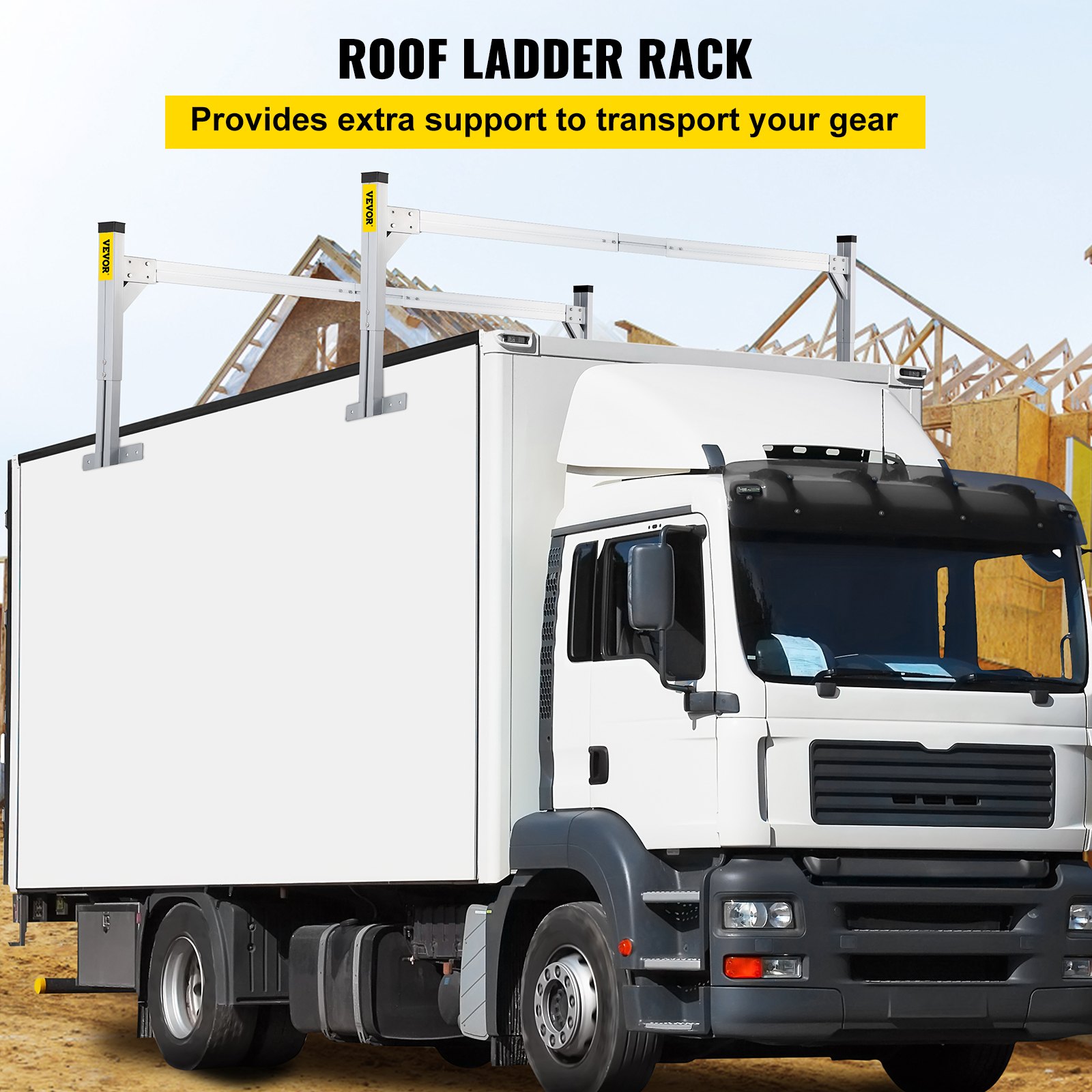 VEVOR Universal Roof Ladder Rack, Fit for 6.2'-8.3' Wide Vans, 2 Bars ...