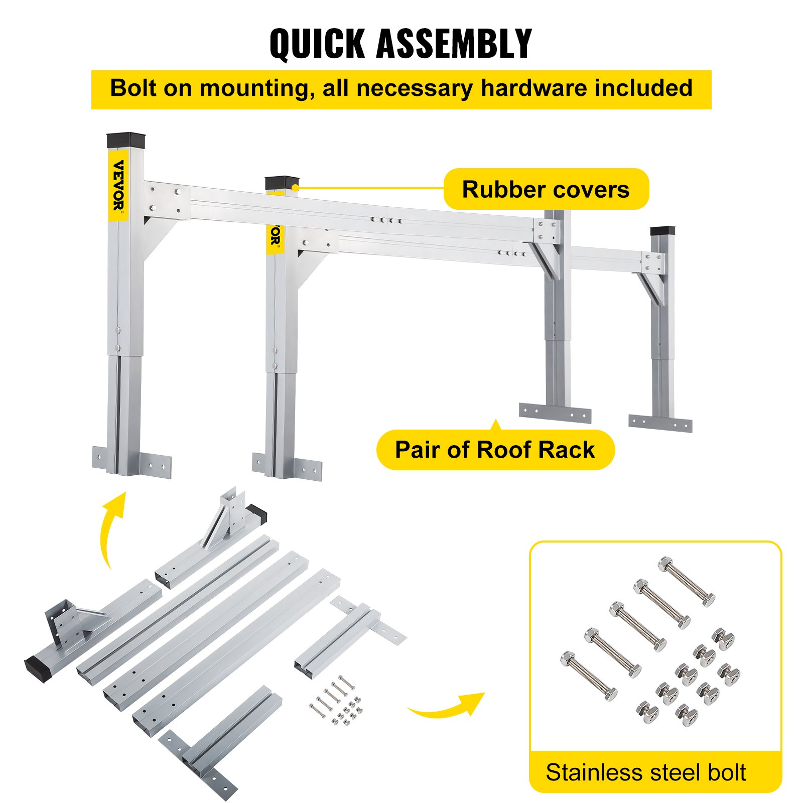 VEVOR Universal Roof Ladder Rack, Fit for 6.2'-8.3' Wide Vans, 2 Bars ...