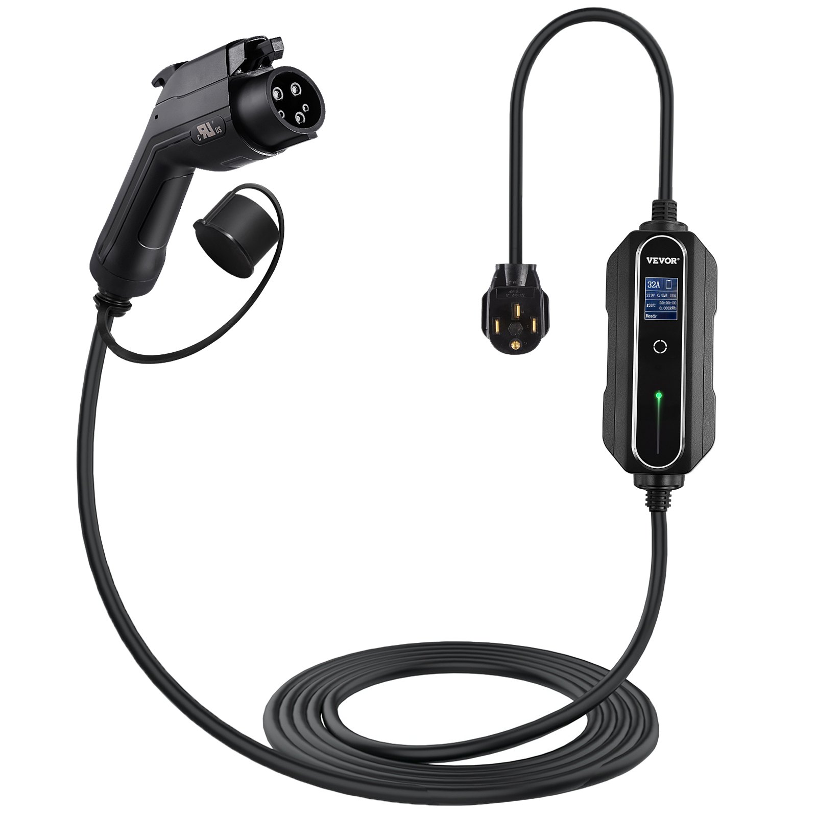 VEVOR Level 2 EV Charger, 32 Amp 110-240V, Portable Electric Vehicle Charger with 25 ft J1772 ...