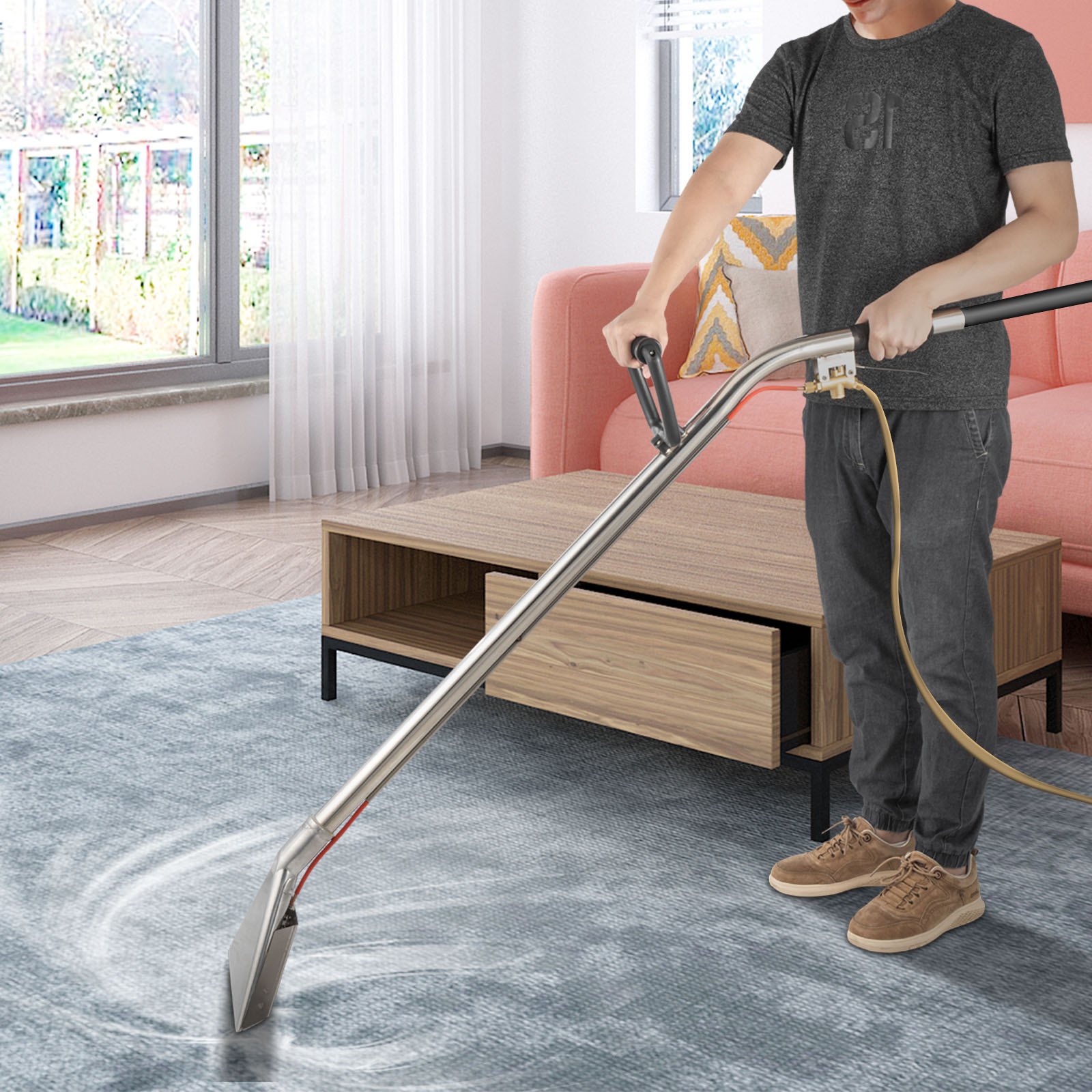 VEVOR Extractor Wand, 12" 2-Jet Upholstery Wand, Stainless Steel Carpet ...
