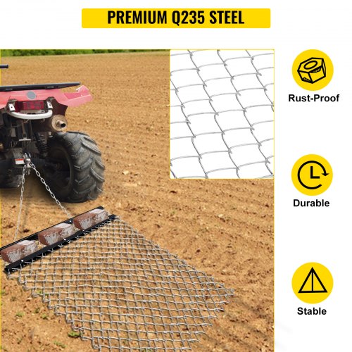 Vevor Drag Harrow Atv Lawn Rake 4 X 5 Ft Chain Field Drag For Landscape ...