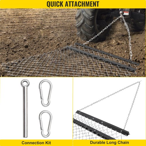 Vevor Drag Harrow Atv Lawn Rake 4 X 5 Ft Chain Field Drag For Landscape ...