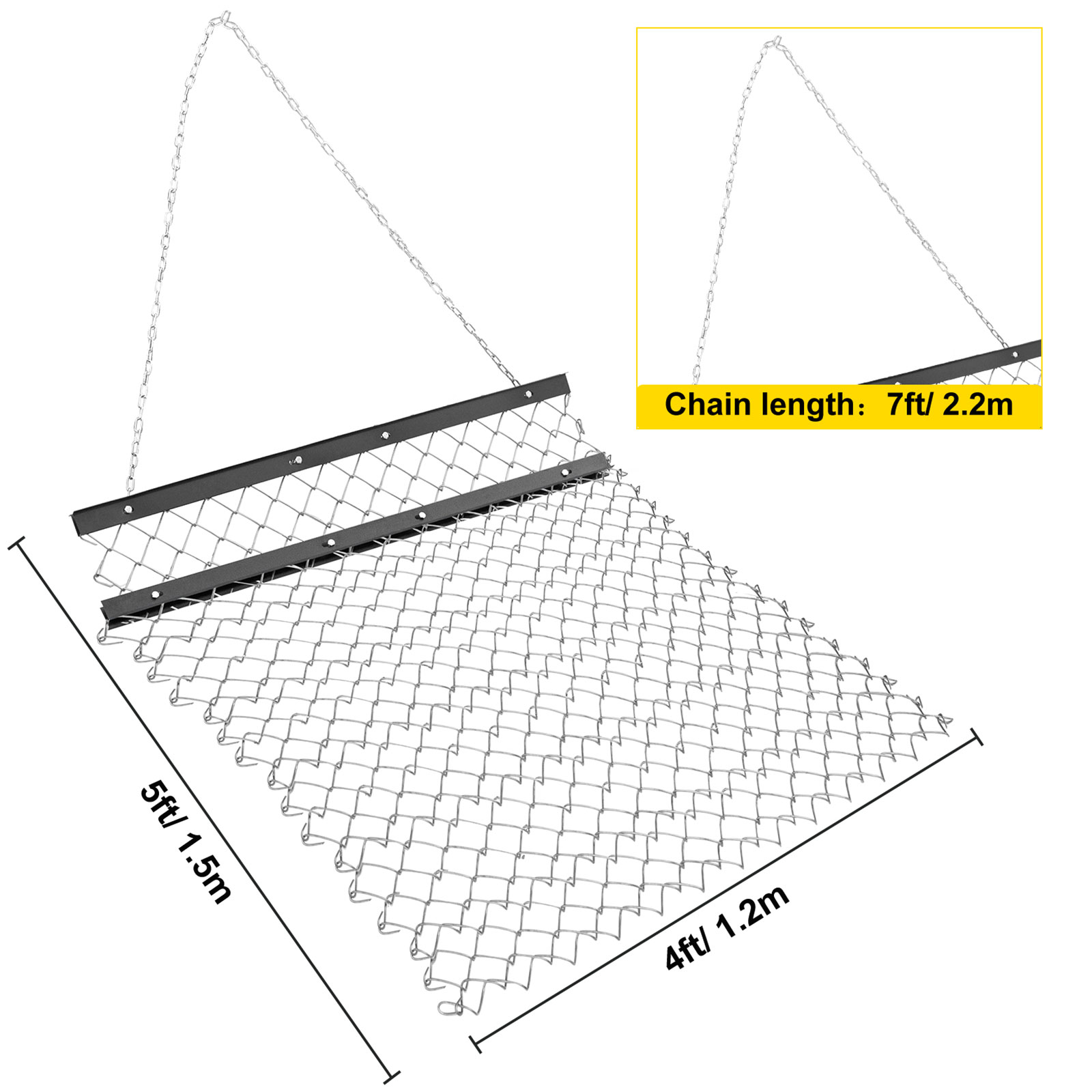 Vevor Drag Harrow Atv Lawn Rake 4 X 5 Ft Chain Field Drag For Landscape ...