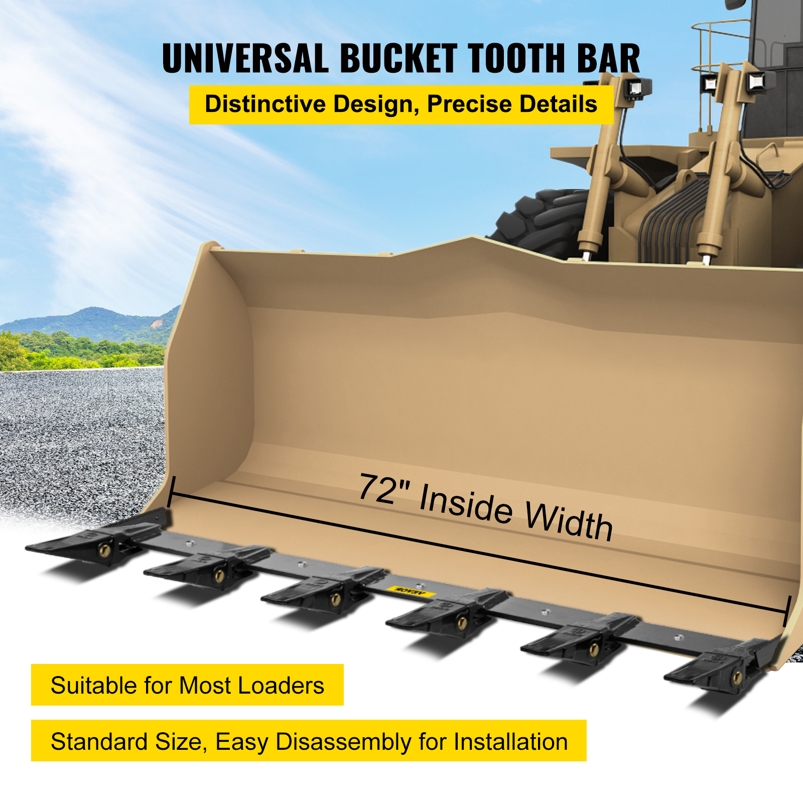 VEVOR Bucket Tooth Bar, 48'' Inside Bucket Width Tractor Bucket Teeth ...