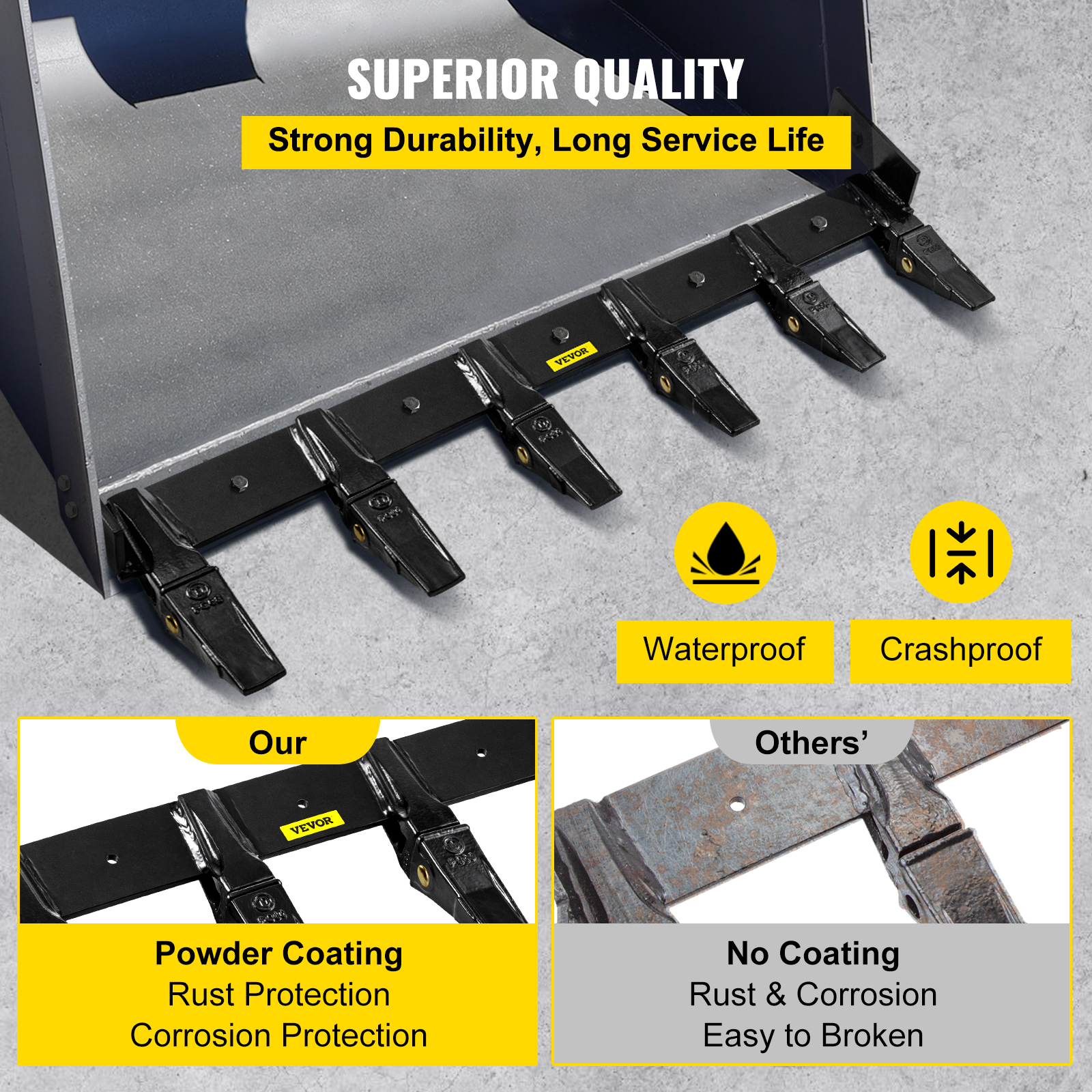 VEVOR Bucket Tooth Bar, 48'' Inside Bucket Width Tractor Bucket Teeth ...