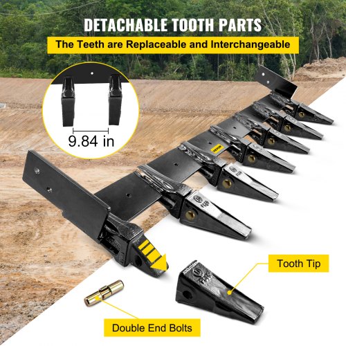 VEVOR Bucket Tooth Bar 72'' Inside Bucket Width Tractor Bucket Teeth 9. ...