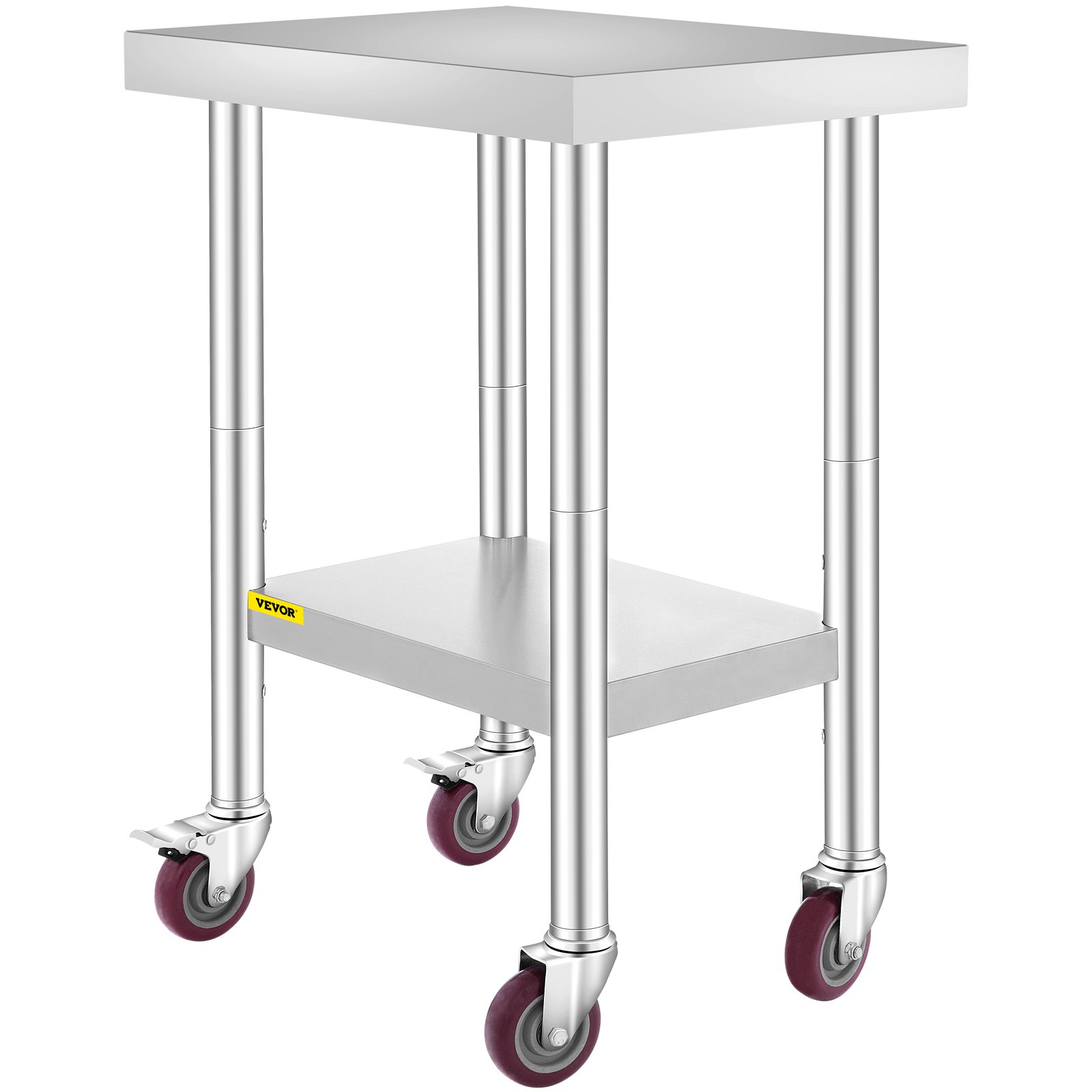 VEVOR 24x18x34 Inch Stainless Steel Work Table 3-Stage Adjustable Shelf ...