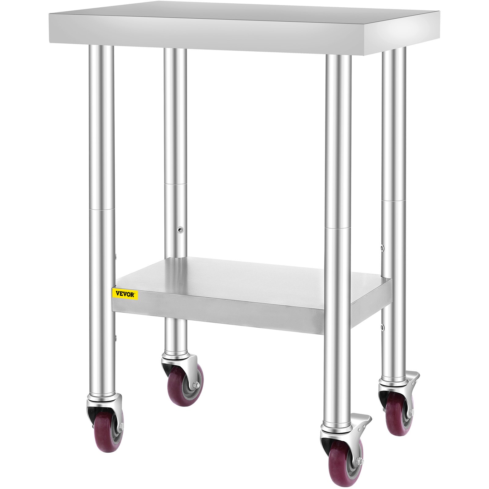VEVOR 24x18x34 Inch Stainless Steel Work Table 3-Stage Adjustable Shelf ...