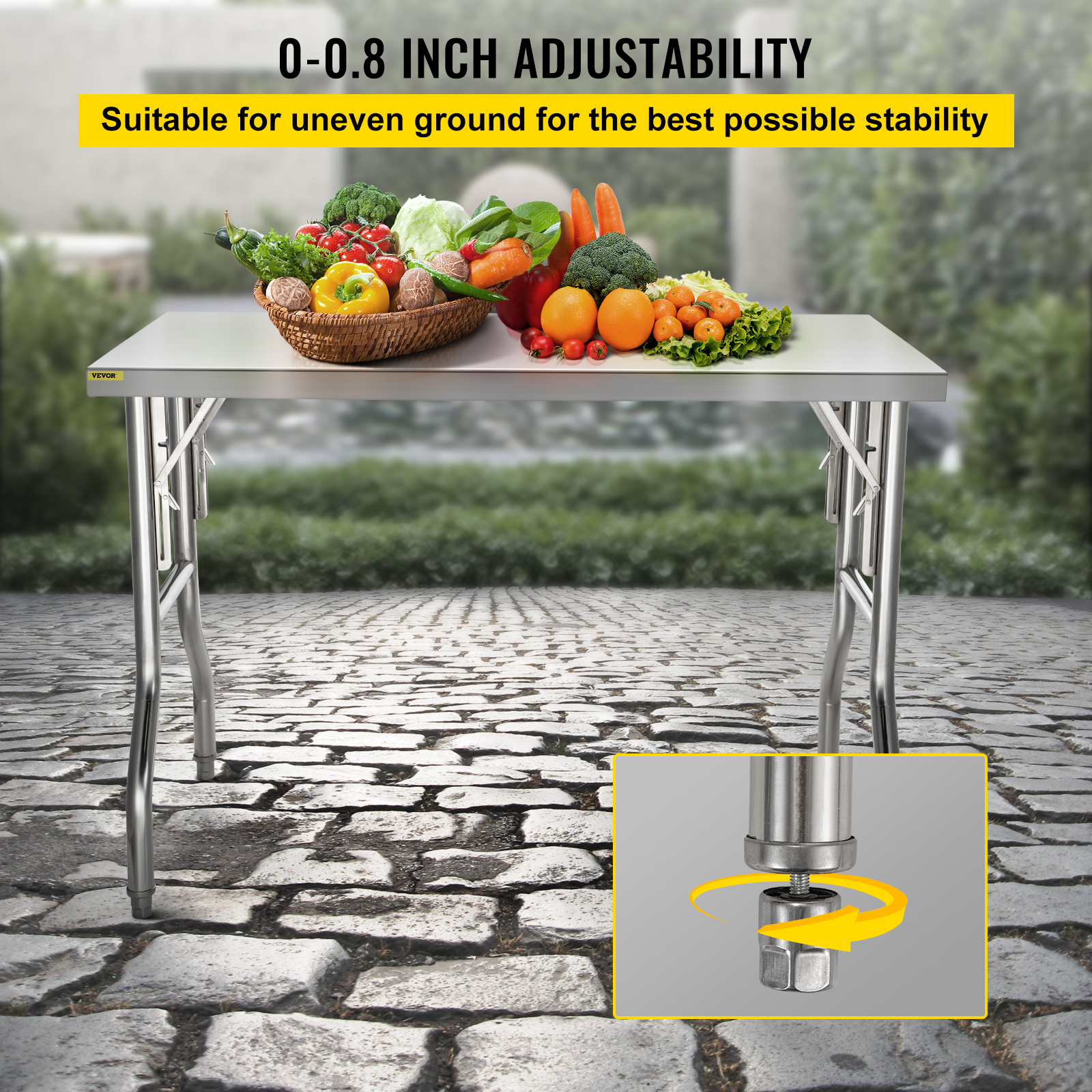 Vevor Commercial Stainless Steel Folding Work Prep Tables Open Kitchen ...
