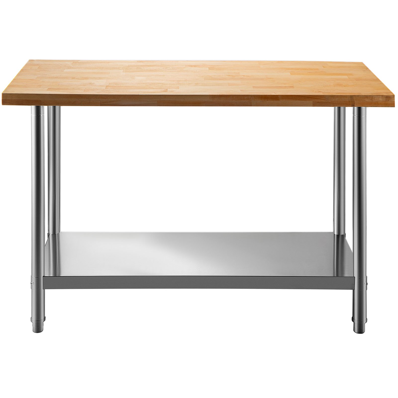 VEVOR Maple Top Work Table, Stainless Steel Kitchen Prep Table Wood, 36 ...