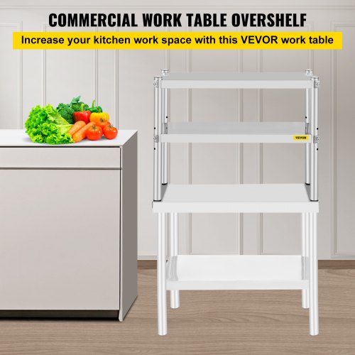 VEVOR Double Overshelf, Double Tier Stainless Steel Overshelf, 30 in ...