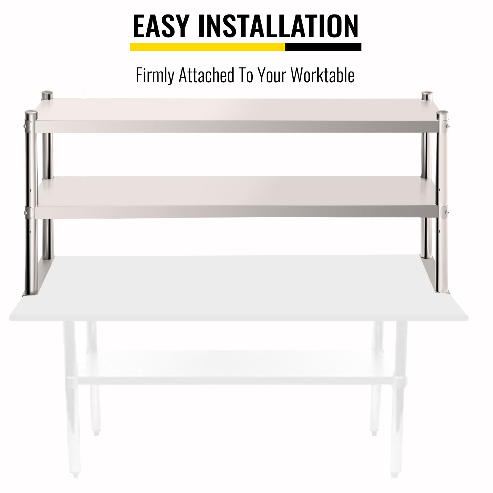 VEVOR Double Overshelf, Double Tier Stainless Steel Overshelf, 36 in ...