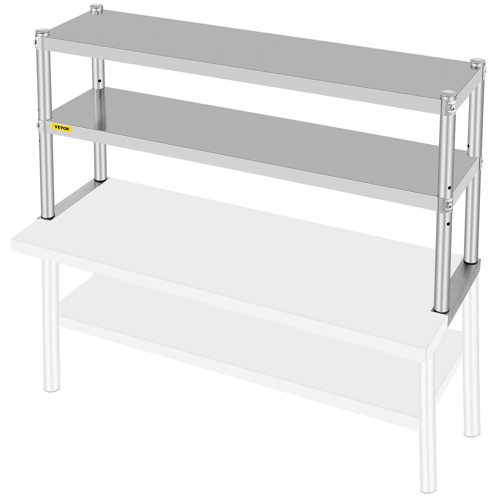 VEVOR Double Overshelf, Double Tier Stainless Steel Overshelf, 48 x 12 ...