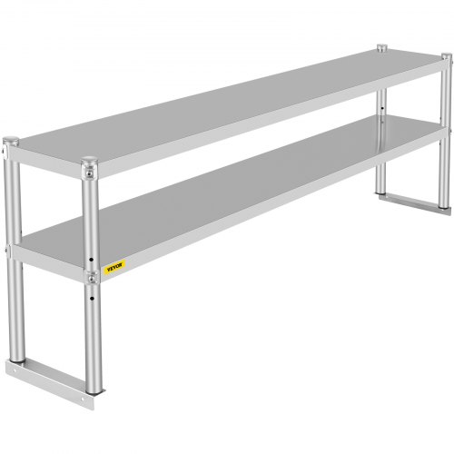 VEVOR Double Overshelf, Double Tier Stainless Steel Overshelf, 72 in ...