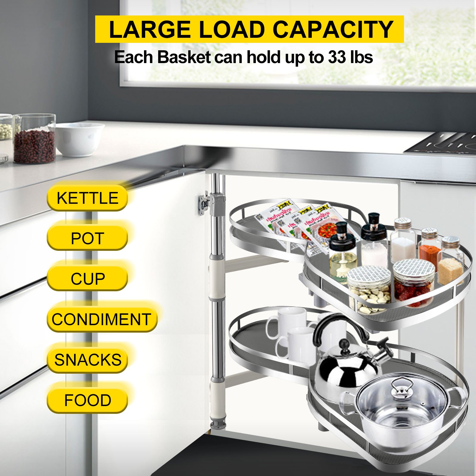 VEVOR Swing Right Blind Corner Cabinet Pull Out for 36 inch Cabinet, 2 ...