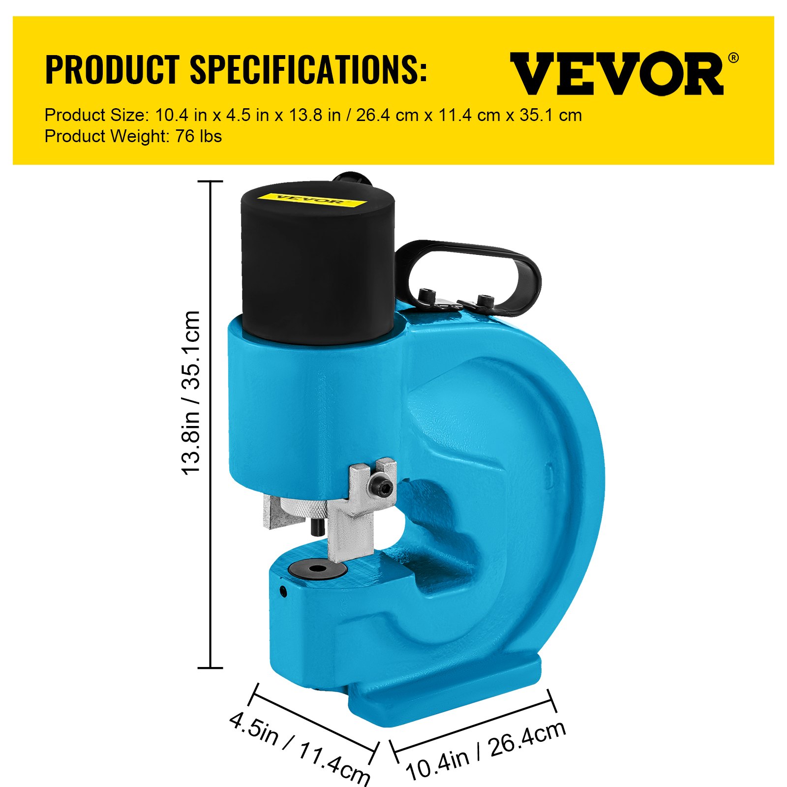 VEVOR CH-70 Hydraulic Busbar Hole Puncher 35 Ton Knockout Punch Set Max ...