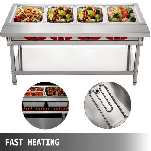 4-well Bain-marie Buffet Steamer Food Warmer Steam Table 2000w Buffet ...