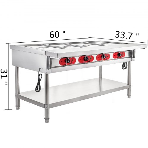 4-well Bain-marie Buffet Steamer Food Warmer Steam Table 2000w Buffet ...