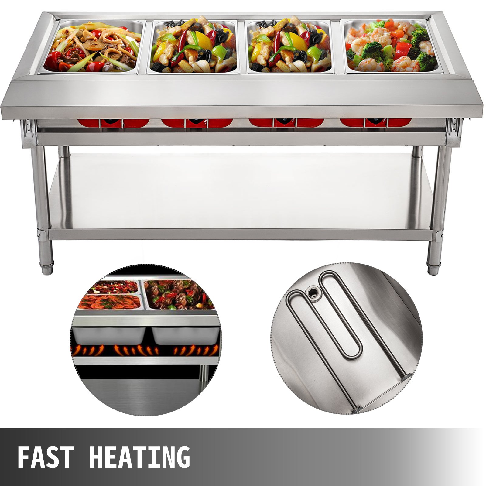 4-well Bain-marie Buffet Steamer Food Warmer Steam Table 2000w Buffet ...