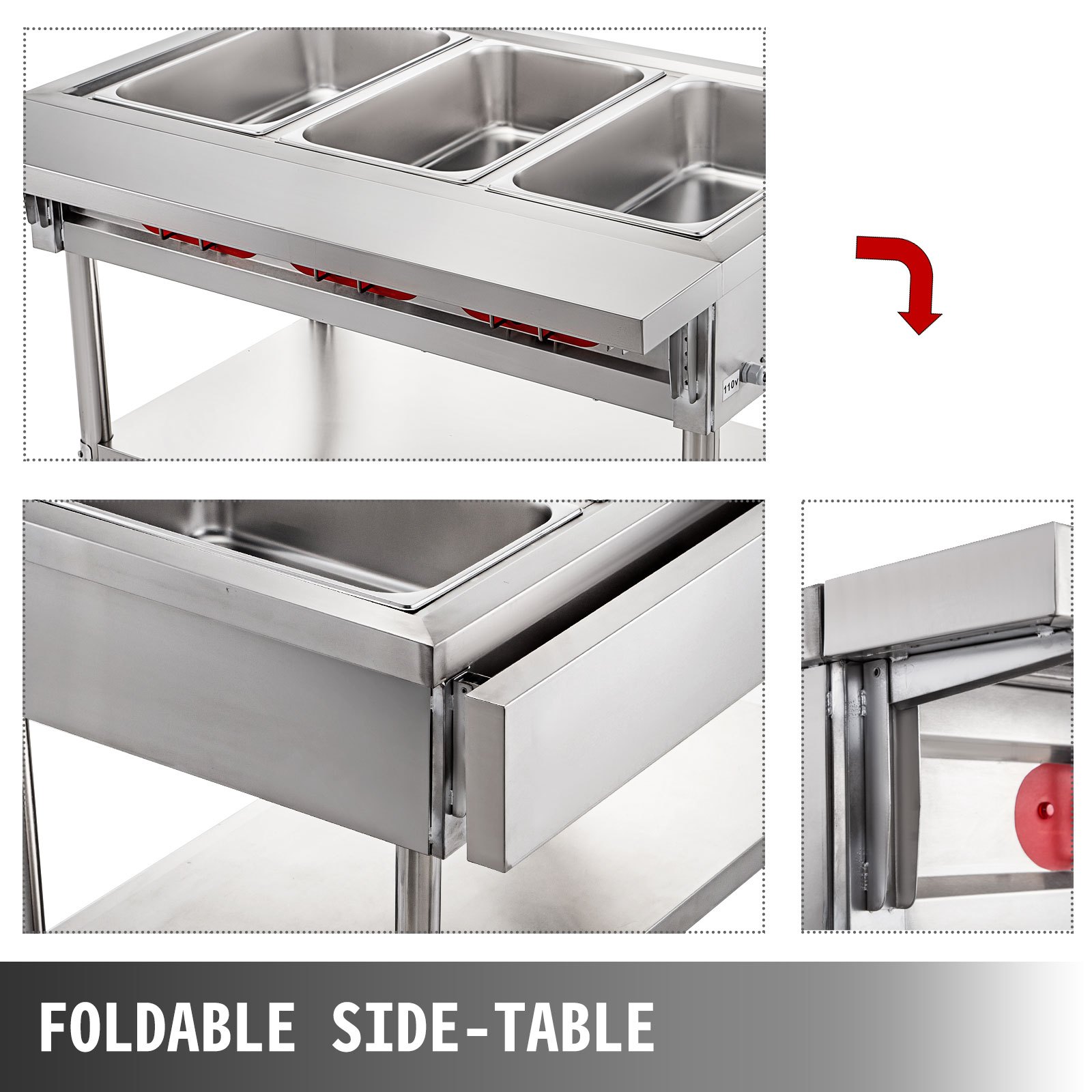 4-well Bain-marie Buffet Steamer Food Warmer Steam Table 2000w Buffet ...
