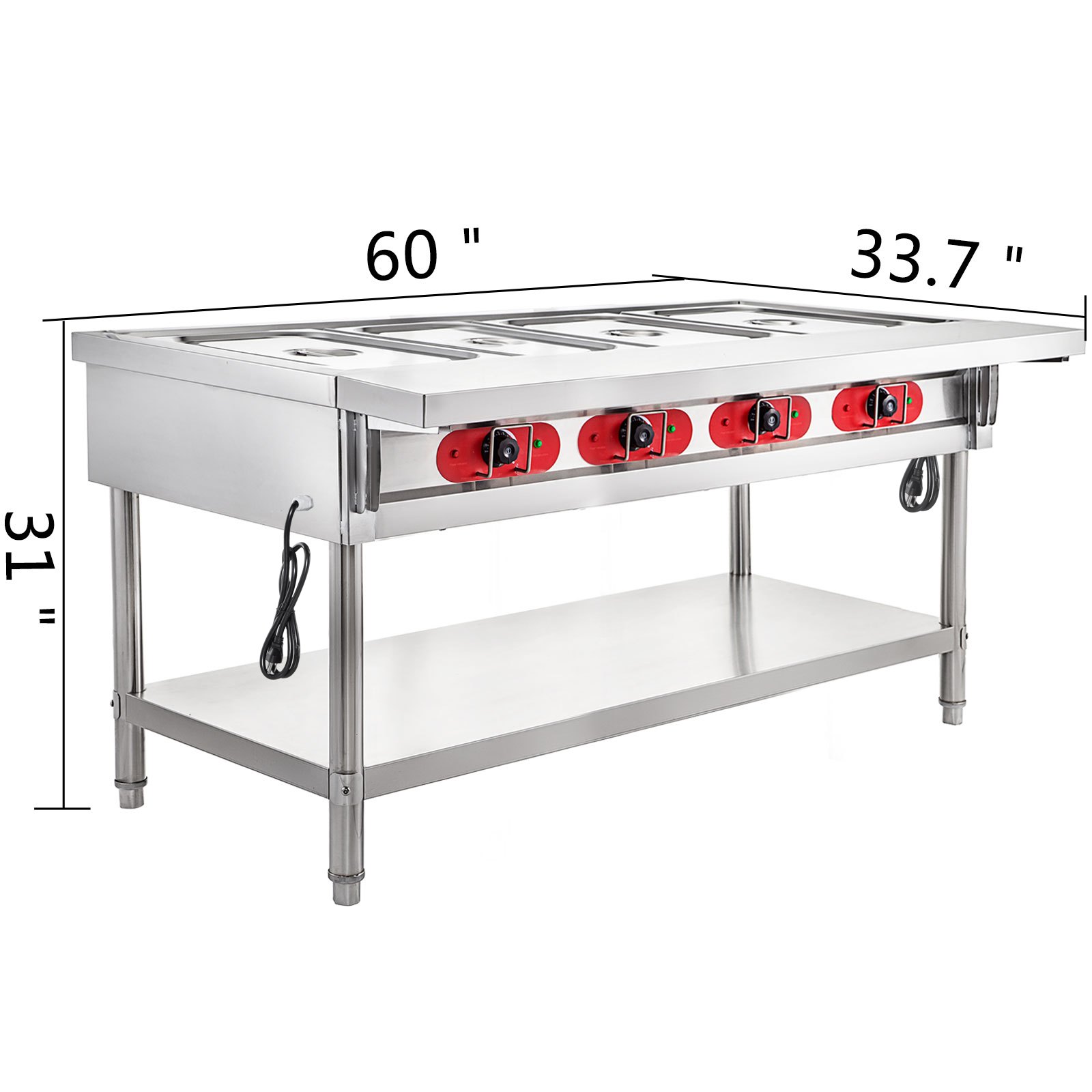 VEVOR Steam Table Food Warmer 4 Pot Steam Table Food Warmer 18 Quart ...