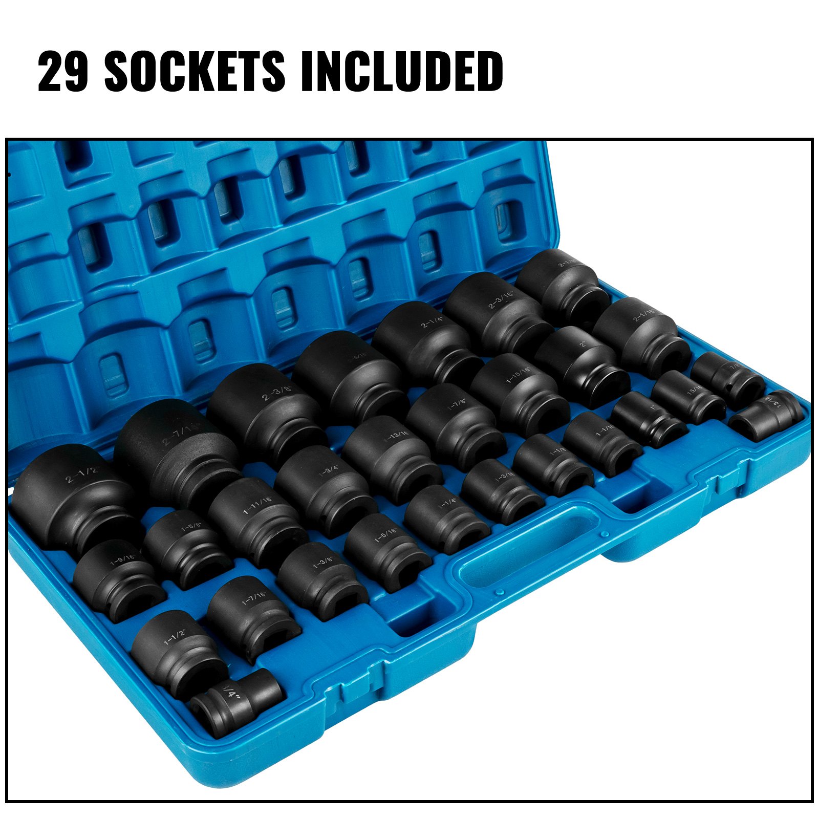 VEVOR Impact Socket Set 3/4 Inches 29 Piece Impact Sockets, 6-Point Sockets, Rugged Construction ...