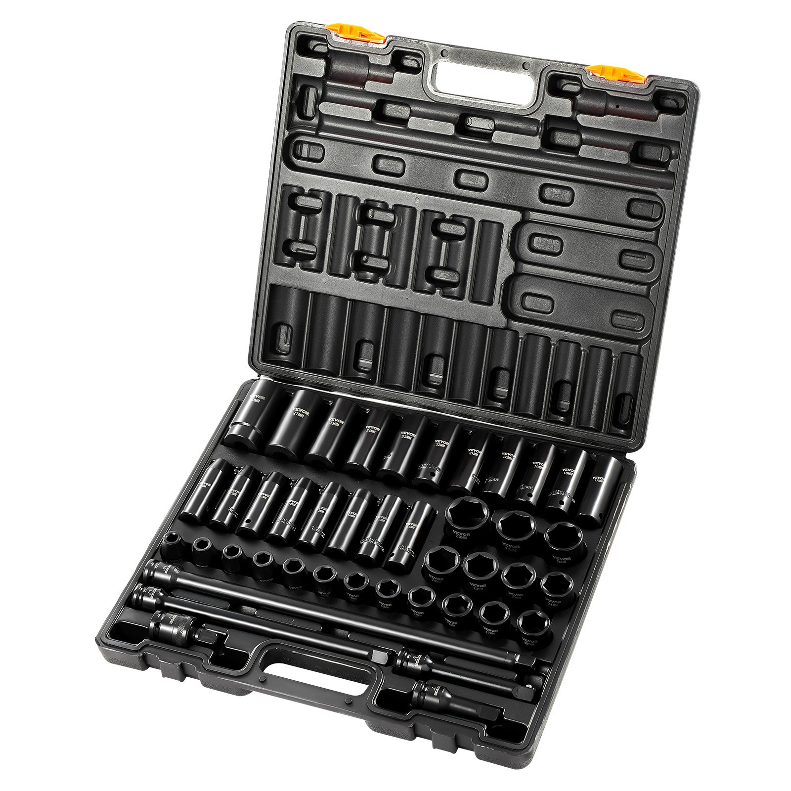 Impact Socket Set 1/2 Inch 43 Pcs Standard/Deep 9 to 30 MM 6-Point ...