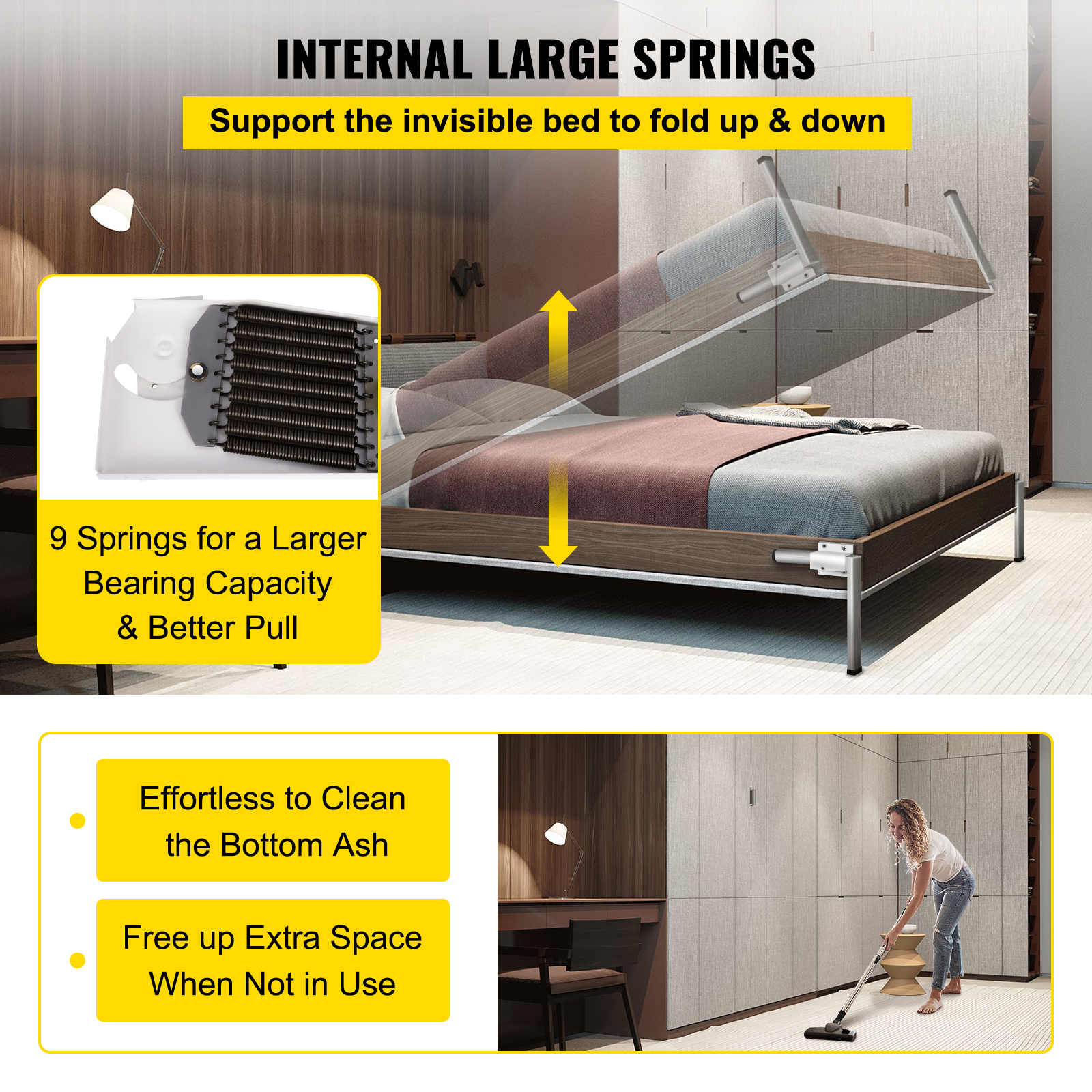 Murphy Wall Bed Springs Mechanism Hardware Kit White Durable King Or ...