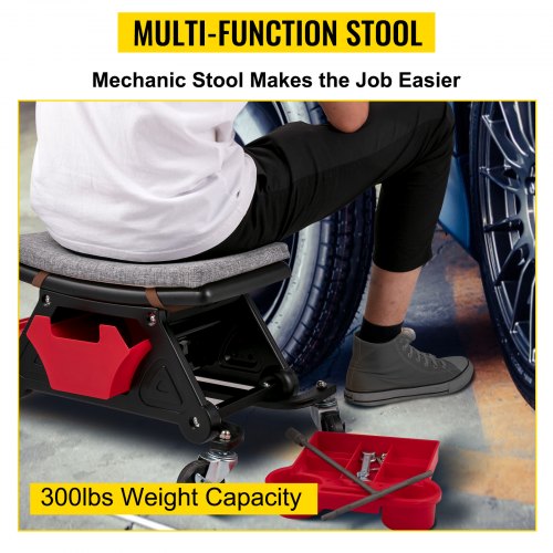VEVOR Mechanic Stool 300 LBS Capacity Garage Stool with Wheels, Heavy ...