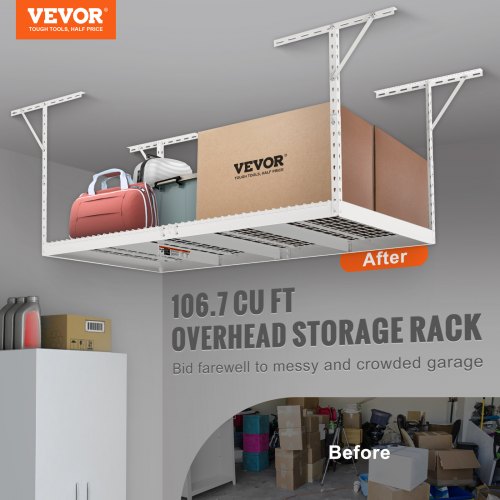 VEVOR Overhead Adjustable Garage Storage Rack 48x96in Ceiling Rack ...