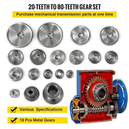VEVOR 18pcs/Set CJ0618 Lathe Mini Lathe Gears Metal Cutting Machine ...
