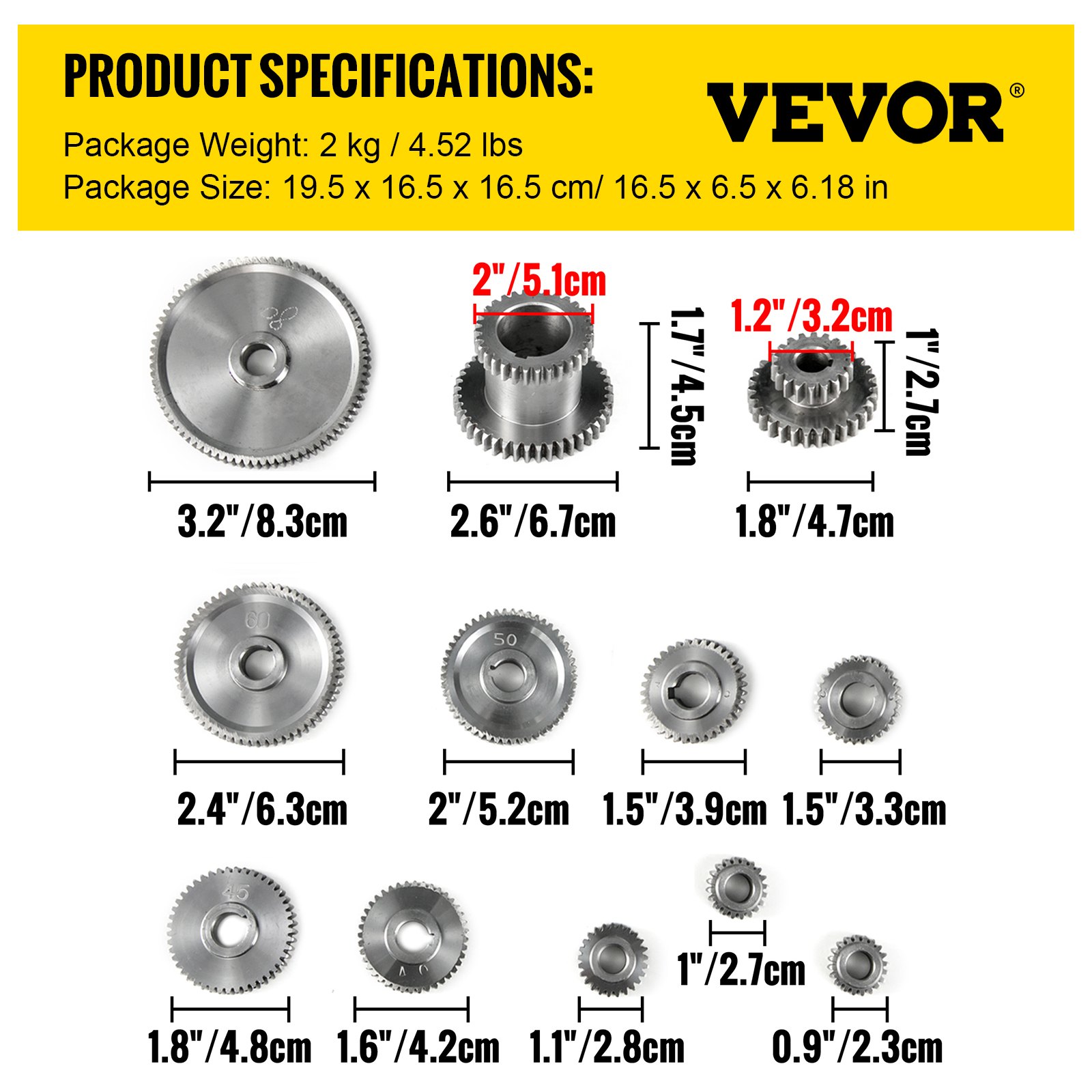 VEVOR 18pcs/Set CJ0618 Lathe Mini Lathe Gears Metal Cutting Machine ...