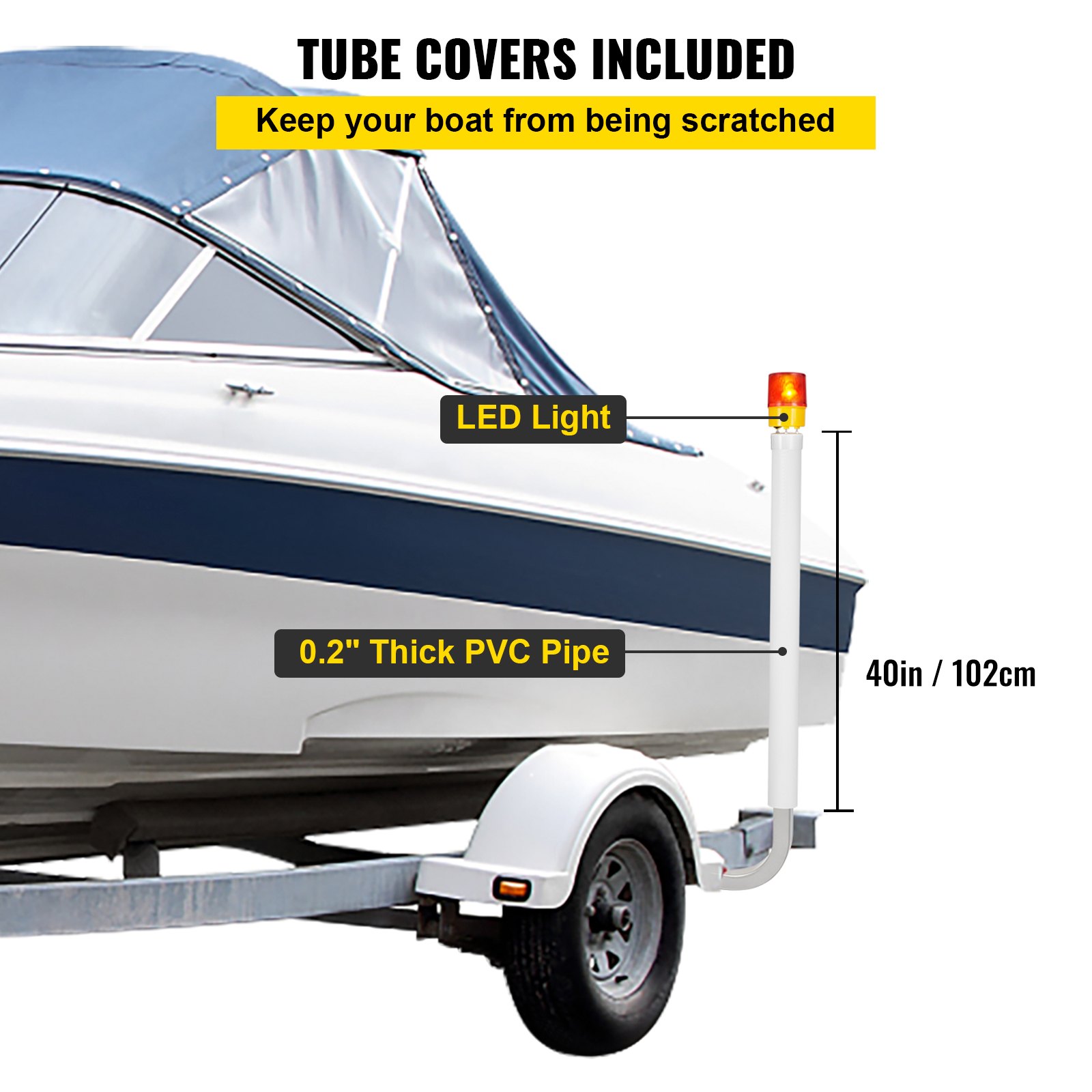 VEVOR Boat Trailer Guide-on, 40", 2PCS Steel Trailer Post Guide on ...